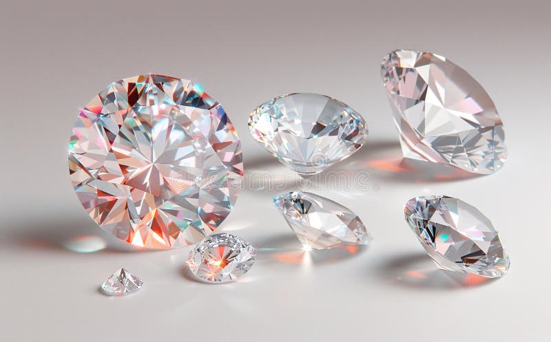 Close-Up of Shiny and Sparkling Diamonds in Various Shapes and Sizes on ...