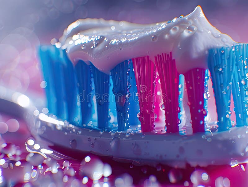 Close-up with Shiny Toothpaste on the Brush. the Concept of Oral ...