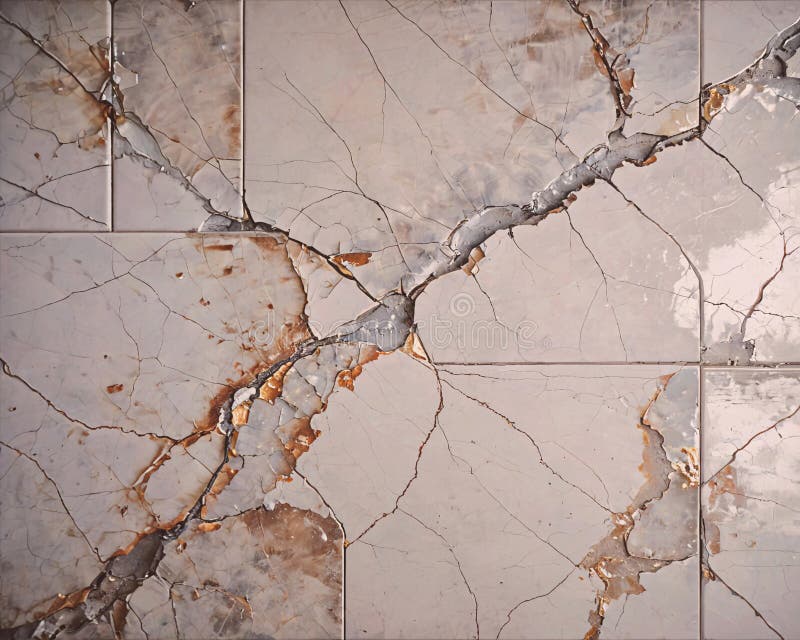 Close Up of the Shiny White Floor Tile Surface with Cracked Ivory ...