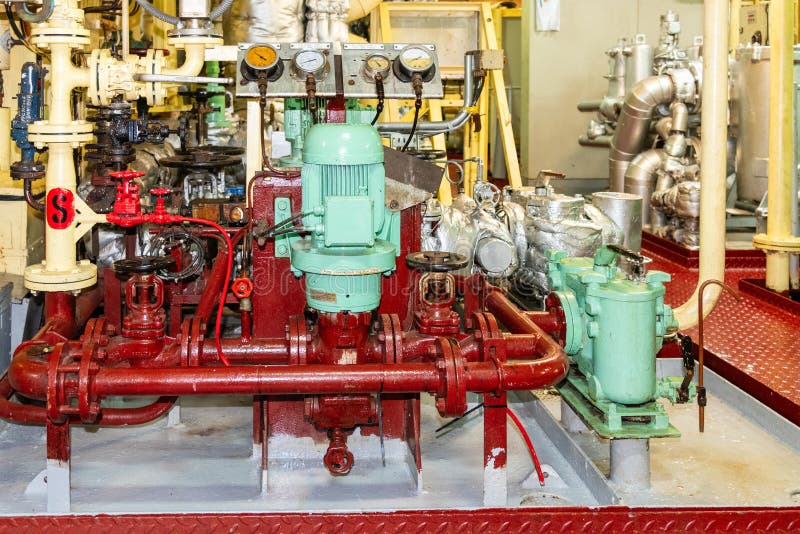 Close-up of a Ship S Fuel System: Visible Pumps, Filters, and Pipelines ...