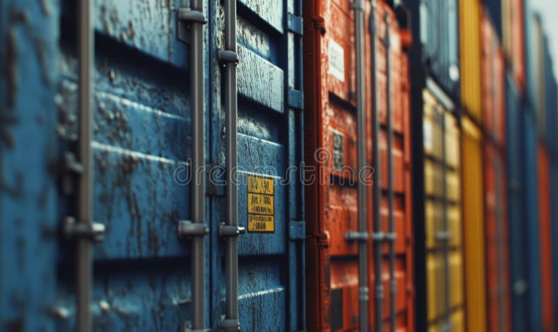 Close-up of Shipping Container Doors with Locking Mechanisms Stock ...