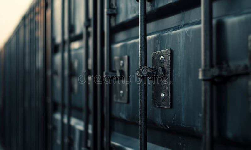 Close-up of Shipping Container Doors with Locking Mechanisms Stock ...