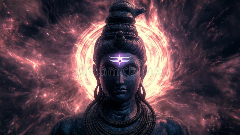 A Close-Up of Shiva S Face before a Galactic Vortex Stock Illustration ...