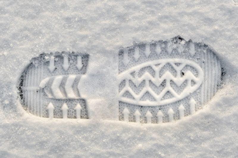 Close-up of a Shoe Print in the Snow, Top View of a Boot Footprint ...