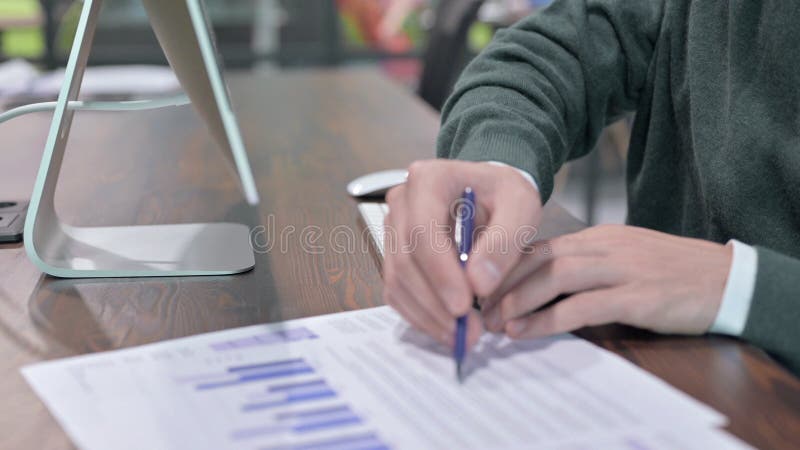 Close Up Shoot of Man Hand Doing Office Paperwork Stock Image - Image ...