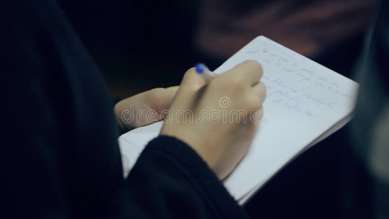 Close Up Shooting of Hands Nice Female Taking Notes in Notebook Stock ...