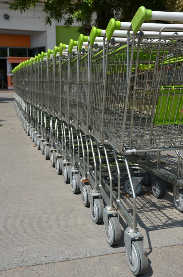Close up shopping carts stock photo. Image of group, market - 46150500