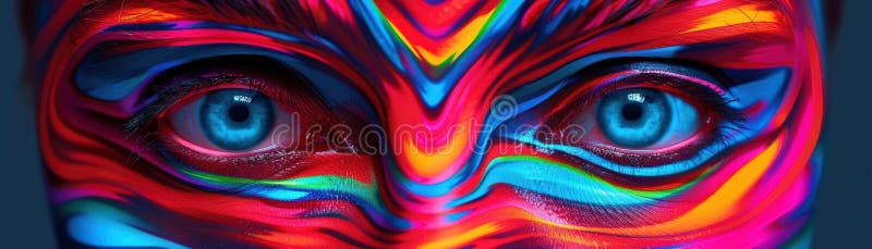 A Closeup Shot of a Abstract Human Faces with Digital Patterns and ...