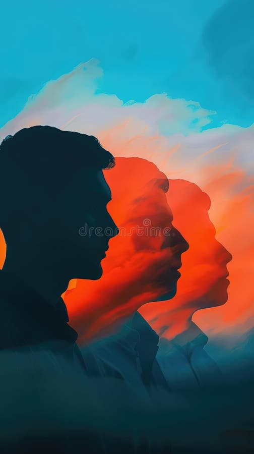 A Closeup Shot of a Abstract Watercolor Silhouettes of Diverse People ...