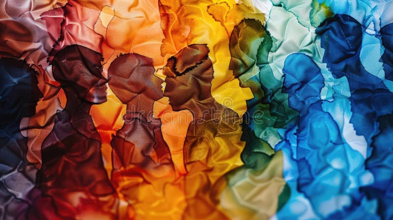A Closeup Shot of a Abstract Watercolor Silhouettes of Diverse People ...