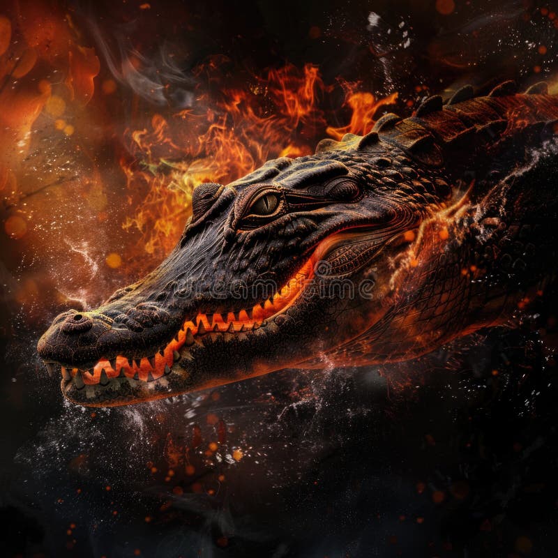 A Close-up Shot of an Alligator Breathing Fire Stock Photo - Image of ...