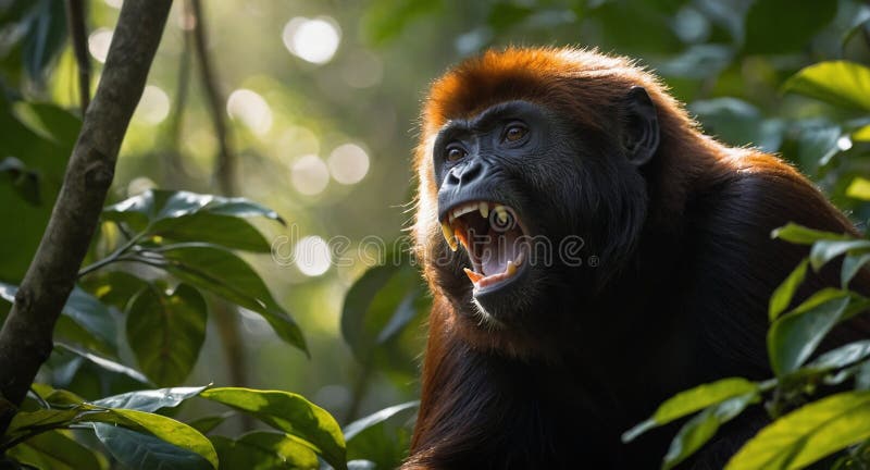Angry Monkey Roaring in the Jungle Wildlife Photography Primate Teeth ...
