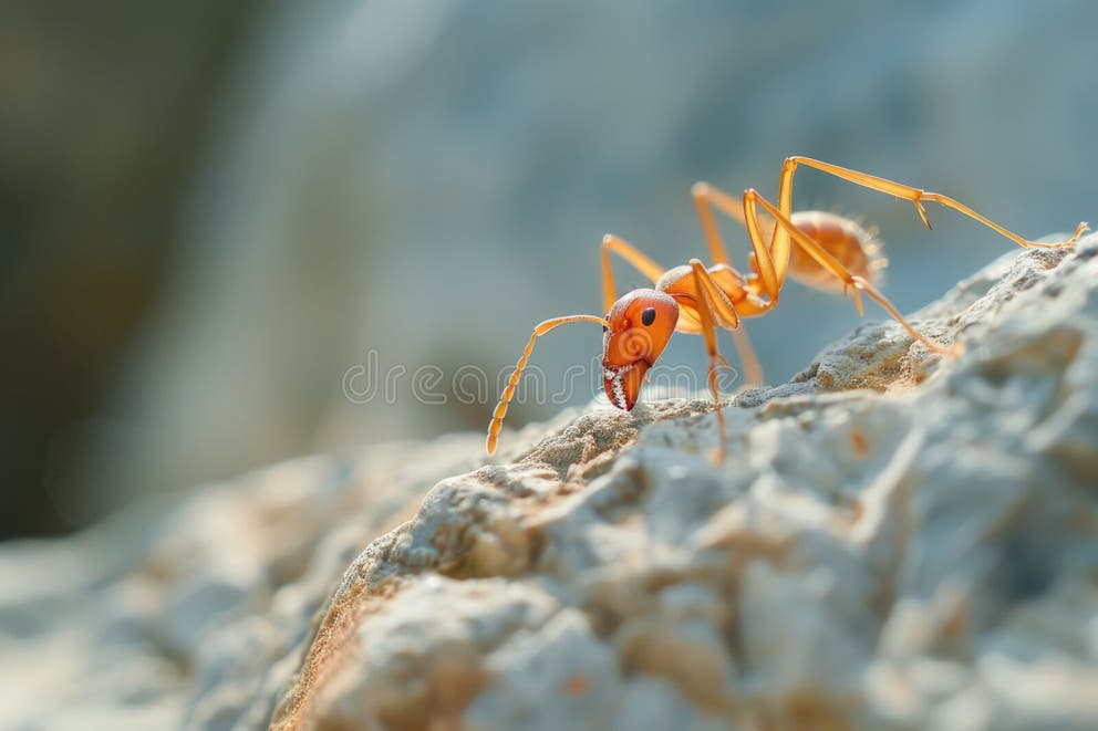 A Close-up Shot of an Ant Standing on a Rock Stock Image - Image of ...