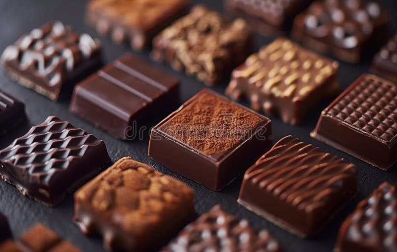 Close Up Shot Of Assorted Chocolate Bonbons With Different Textures And