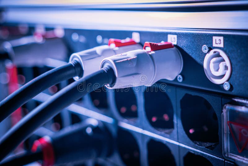 Close-up Shot of Audio Stage Power Connectors in a Studio Stock Image ...
