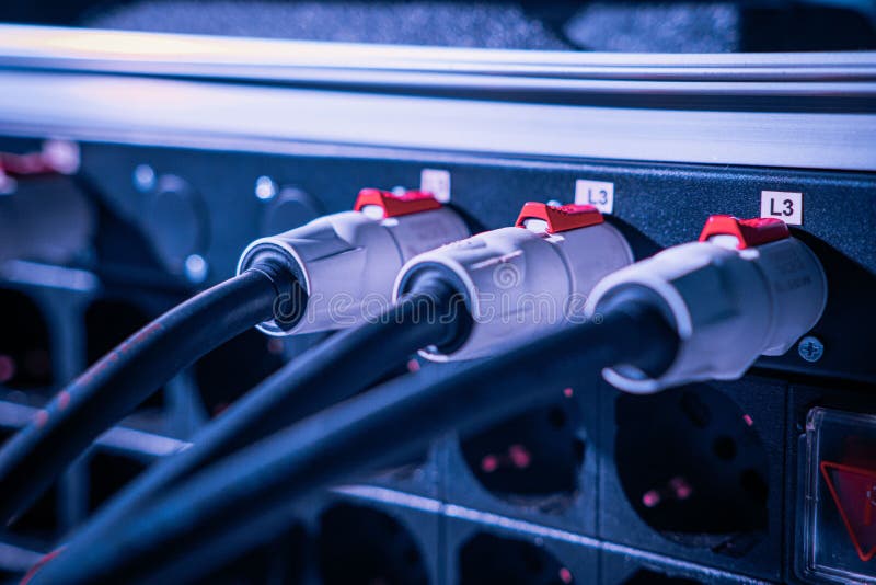 Close-up Shot of Audio Stage Power Connectors in a Studio Stock Photo ...