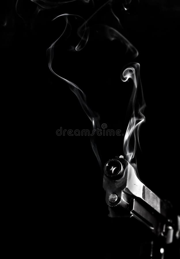 Automatic Gun with Gun Smoke 3 Stock Image - Image of machine, metal ...