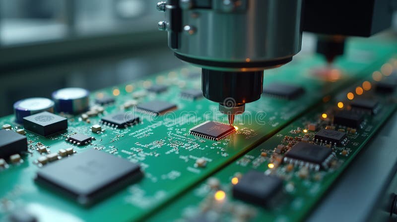 Automated Pick and Place Machine Assembling Electronic Circuit Boards ...