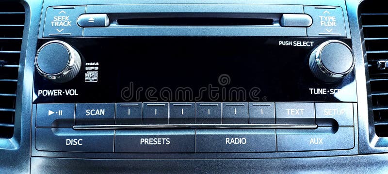 Close-up Shot of a Car Radio and CD Player Panel on Front Dash. Stock ...
