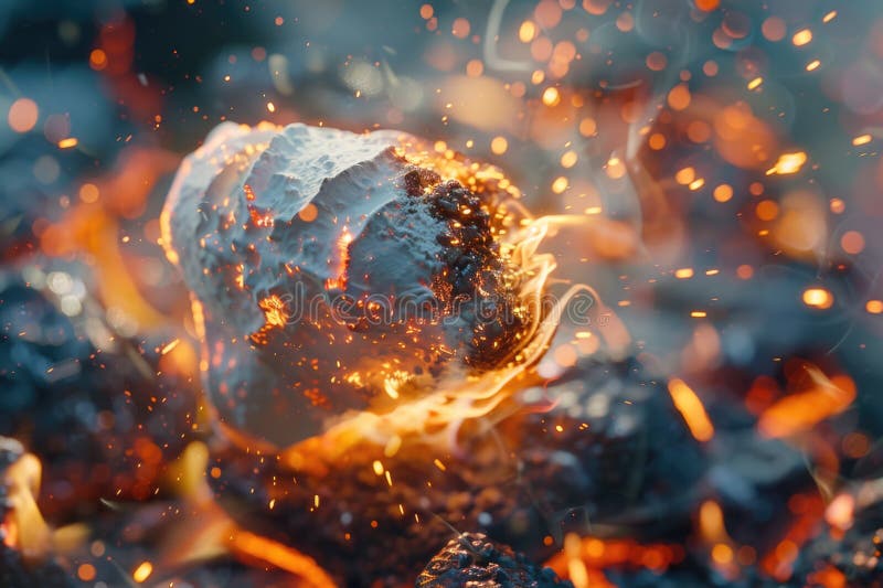 A Close-up Shot of a Ball of Fire with Intense Flames and Sparks Stock ...