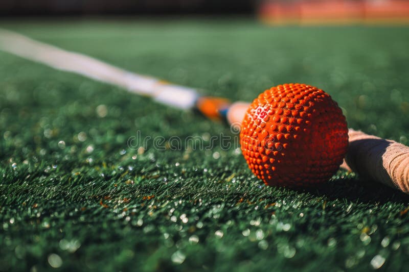 Close-up Shot of a Baseball Bat and Ball on a Grassy Field Stock Image ...