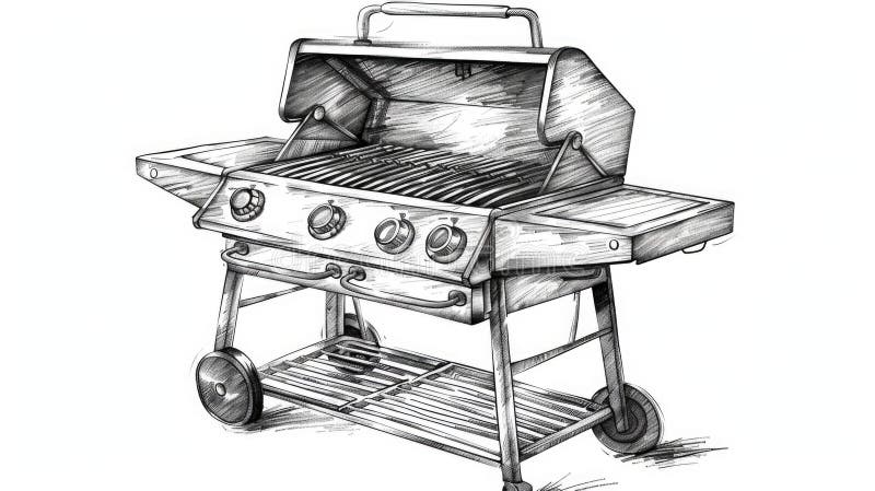 A Close-up Shot of a BBQ Grill on a White Background, Ready for Cooking ...