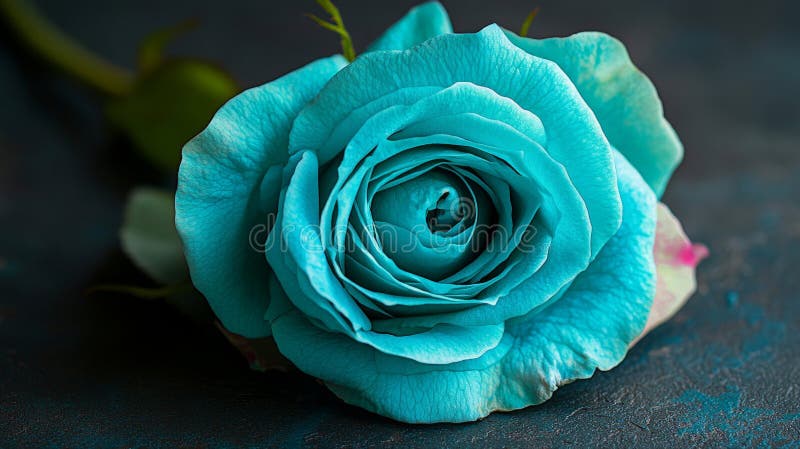 A Close-up Shot of a Beautiful Turquoise Rose on a Black Backdrop ...