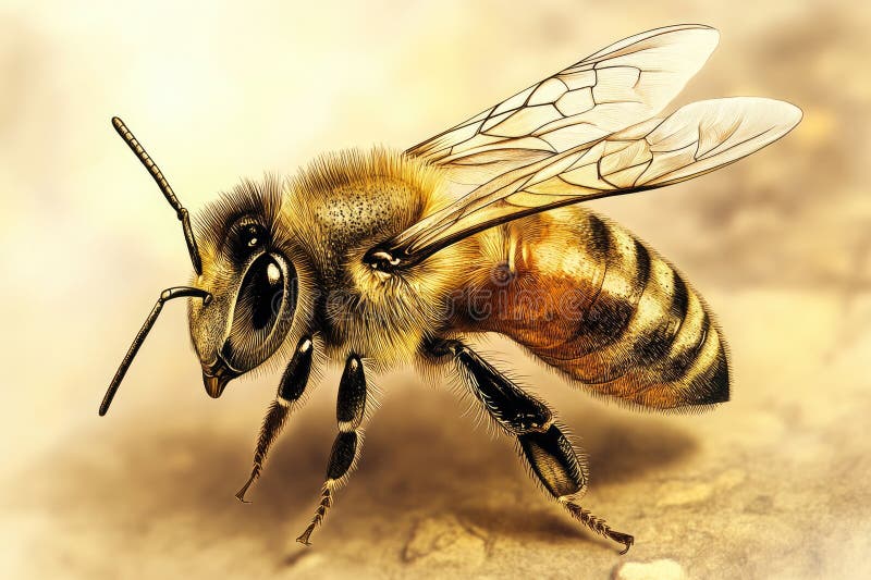 A Close-up Shot of a Bee on the Ground, Looking Around Stock Image ...