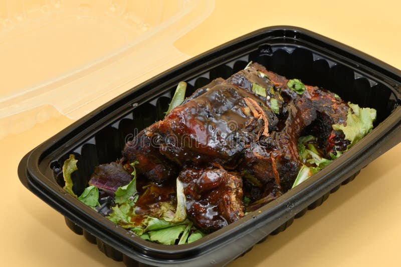 Beef Rib Tips in a Plastic Container. Stock Image - Image of plastic ...