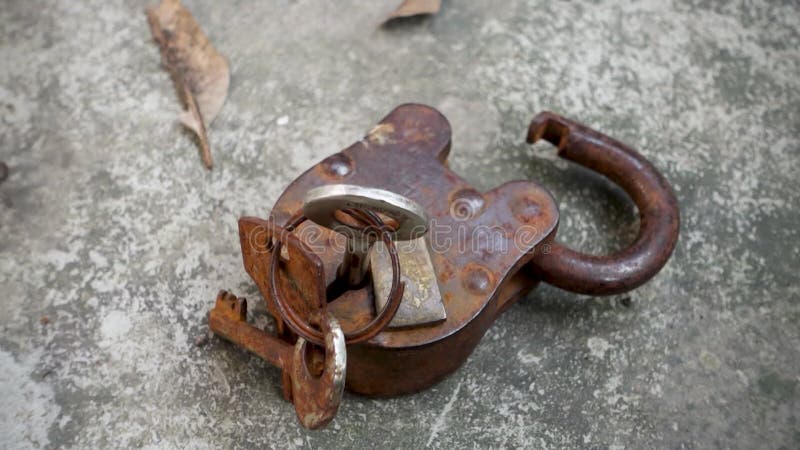 A Close Up Shot of a Big Vintage Lock with Key. India Stock Footage ...