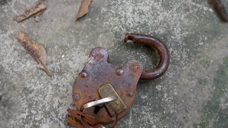 A Close Up Shot of a Big Vintage Lock with Key. India Stock Footage ...