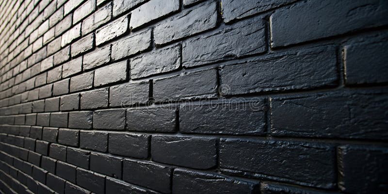 Close Up of a Painted Black Brick Wall with Textured Surface and ...
