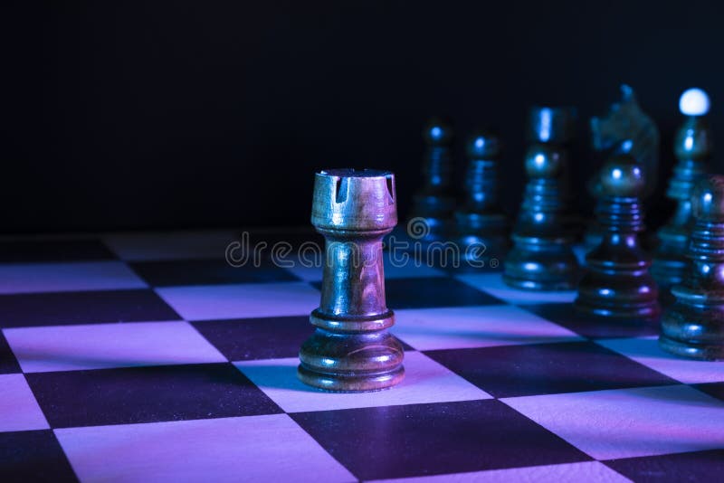 Close-up Shot of a Black Rook on a Chess Board Stock Image - Image of ...