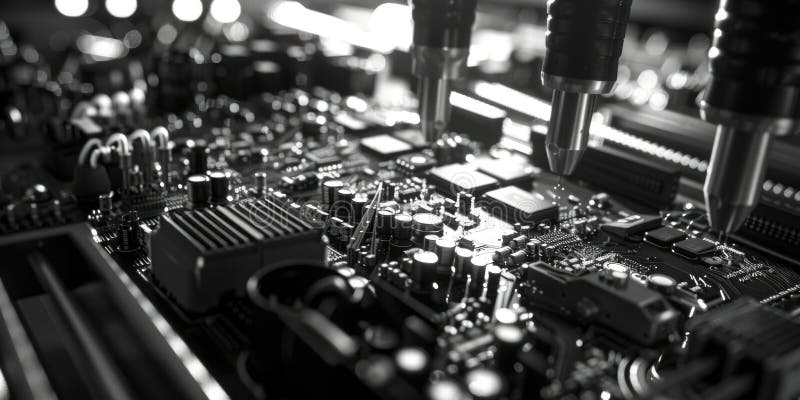 A Close-up Shot of a Black and White Computer Motherboard, Highlighting ...