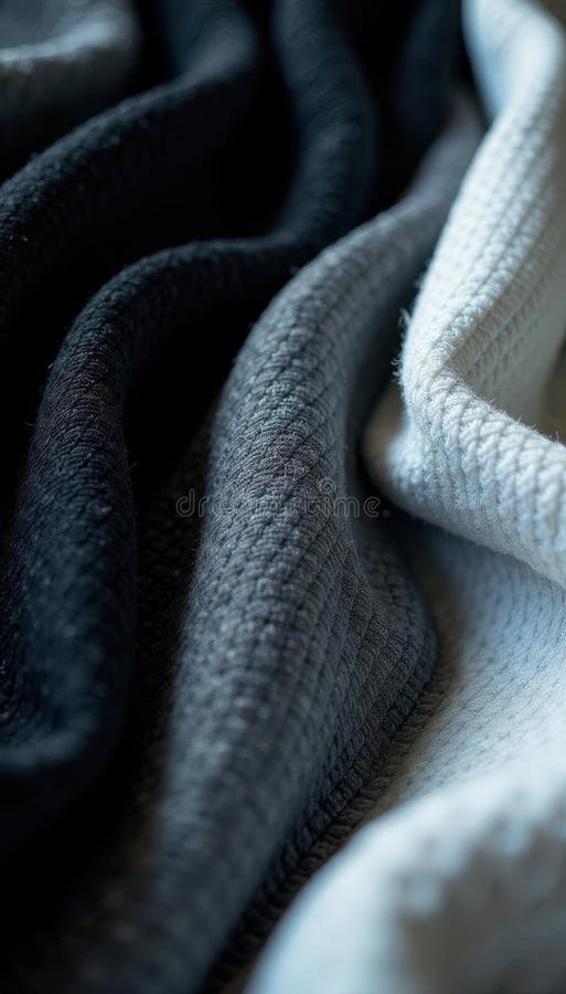 Close-up Shot of Black and White Fabric Textures, Design, Textile Stock ...