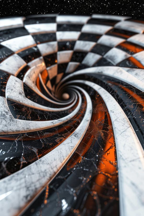 A Close-up Shot of a Black and White Marble Tabletop Featuring a Spiral ...