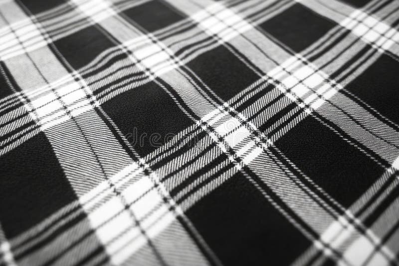 A Close-up Shot of a Black and White Plaid Fabric with White Lines ...