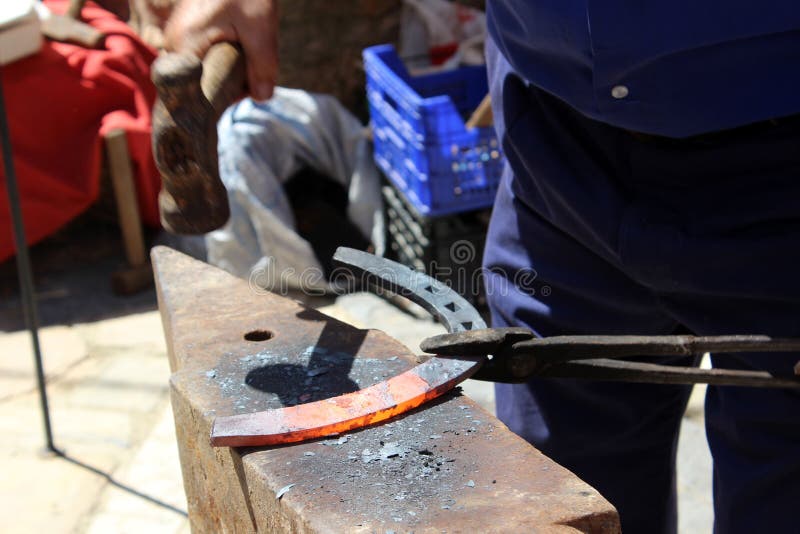 Close Up Shot of a Blacksmith Smithing Hot Metal Stock Image - Image of ...