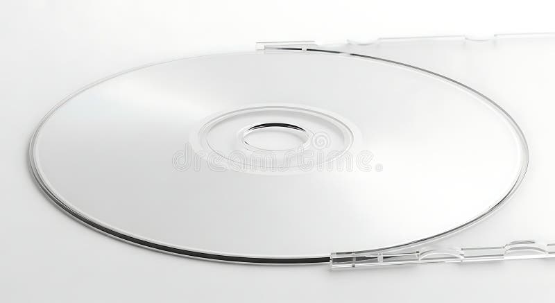 Close Up of a Blank Compact Disc with a Clear Case on a White ...