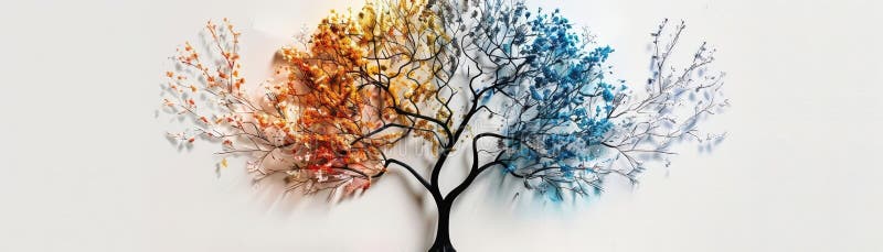 A Closeup Shot of a Blended Diversity Tree Branching Watercolor ...
