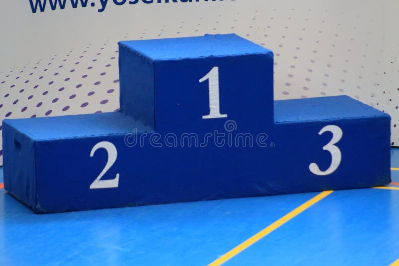 Close Up Shot of a Blue 123 Competition Stand Stock Image - Image of ...