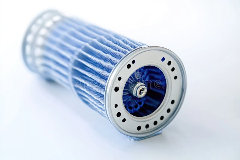 Close Up Shot of a Blue Filter on a White Surface Stock Photo - Image ...