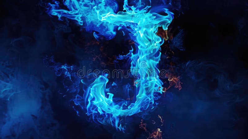 A Close-up Shot of a Blue Fire Burning on a Black Surface Stock Image ...