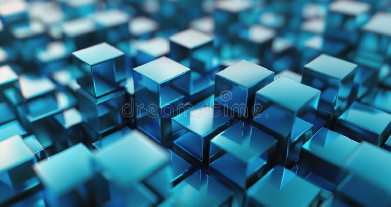 Abstract Blue Cube Pattern, Modern Geometric Design, 3D Rendering Stock ...