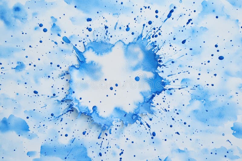 A Close-up Shot of Blue Paint Splatters on a White Background Stock ...