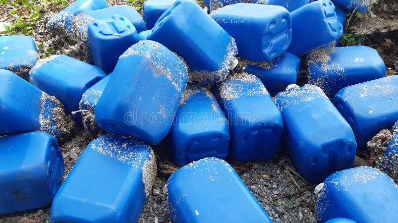 Close Up Shot of Blue Plastic Container or Gallon. Stock Image - Image ...