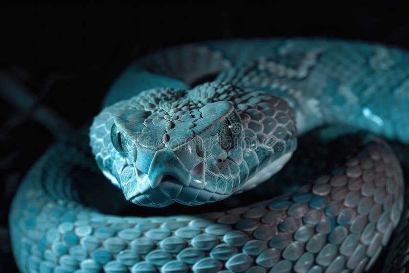 A Close-up Shot of a Blue Snake S Head, with Sharp Details and Texture ...
