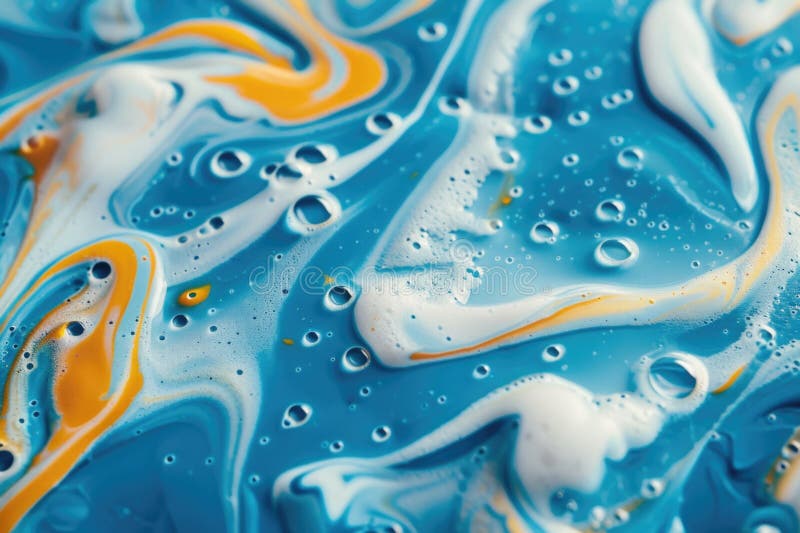 A Close-up Shot of a Blue and Yellow Liquid Mixture Stock Photo - Image ...