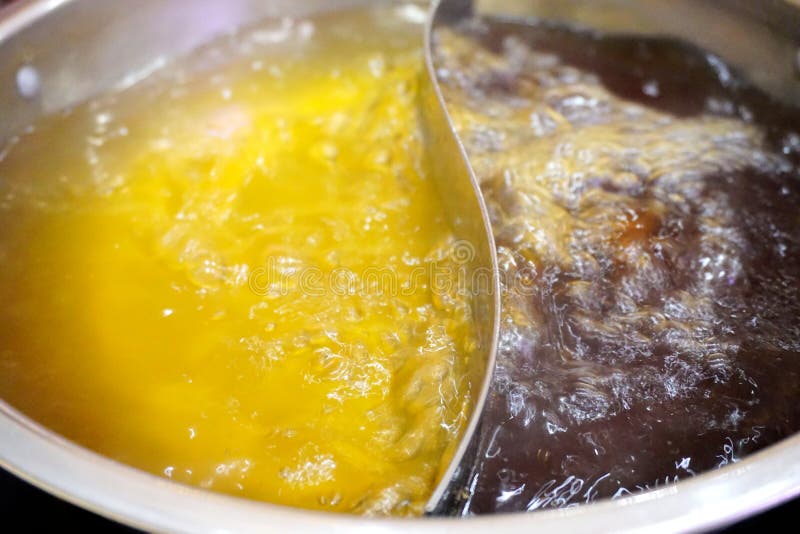 Close Up Shot of Boiled Soup in Hot Pot for Cooking Stock Image - Image ...