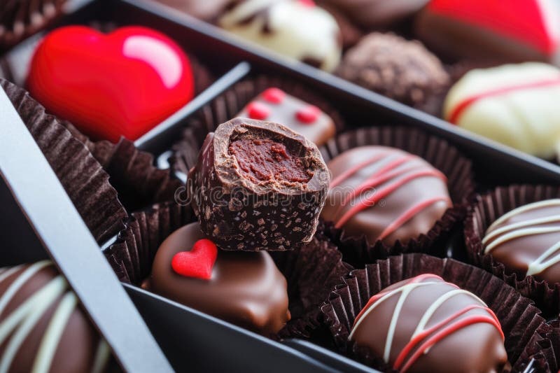 A Close-up Shot of a Box of Assorted Chocolates Stock Image - Image of ...